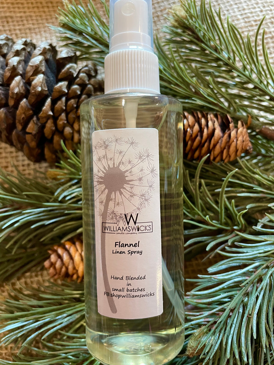 RESTOCK! Flannel 🧶 - 4oz linen/room spray – Williams Wicks Candle Company